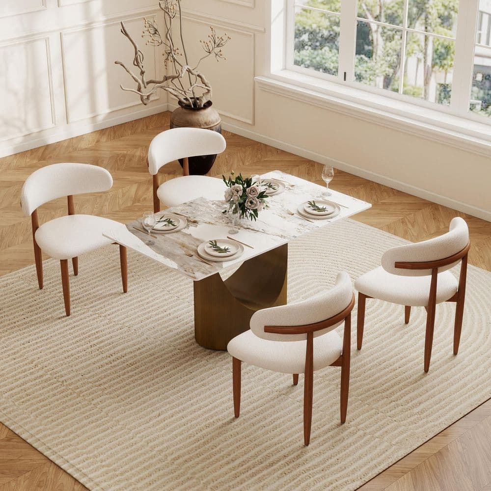 Magic Home 55 in. Pandora Sintered Stone Tabletop with Pedestal Dining ...