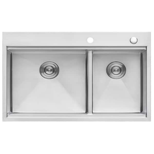 Karran Fusion Workstation Drop-in 33 in. x 22 in. Stainless Steel ...