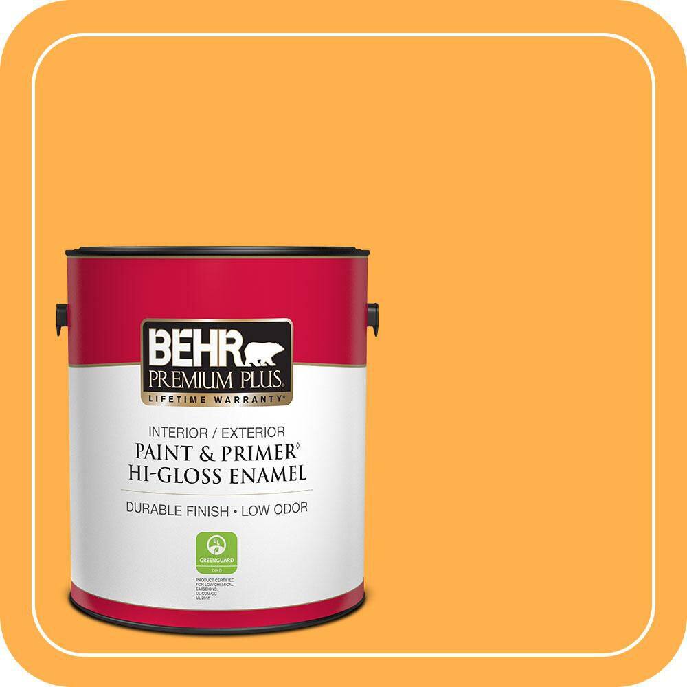 BEHR PREMIUM PLUS 1 gal. #P250-6 Splendor Gold Hi-Gloss Enamel Interior ...