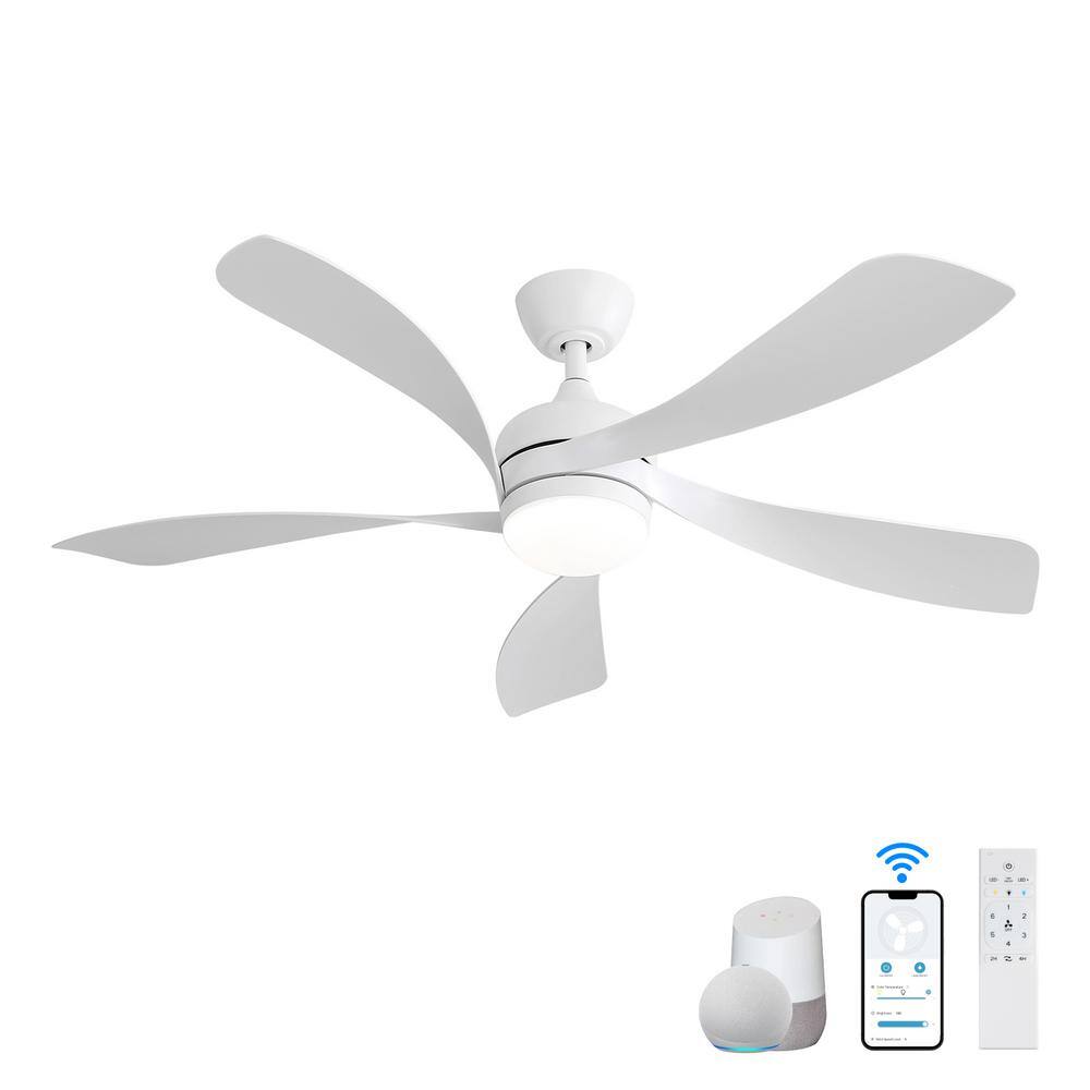 MODERN HABITAT Blade Span 52 in. Smart Indoor/Outdoor White Low Profile ...