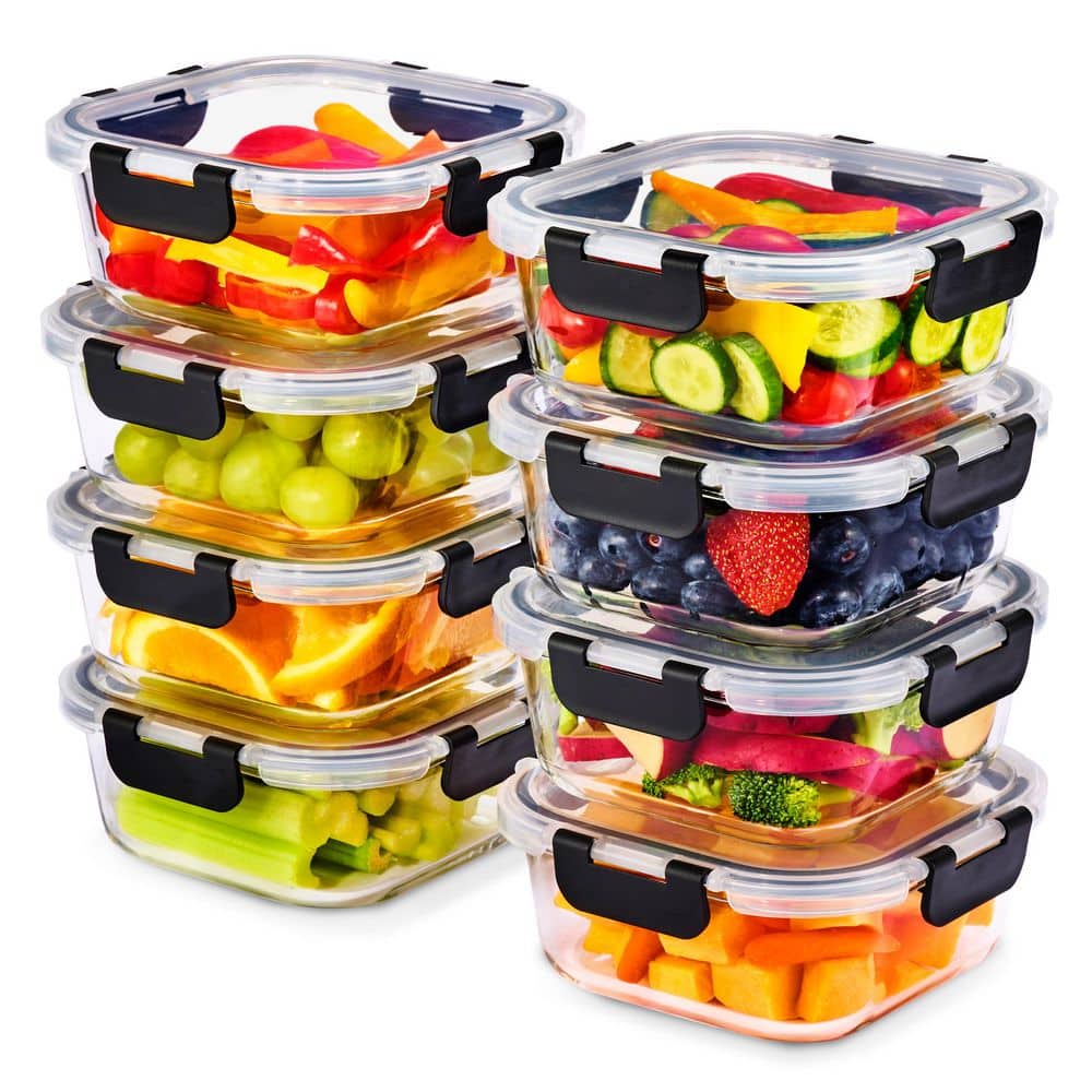 Sorbus Glass Meal Prep Containers with Airtight Lids, Dishwasher and ...
