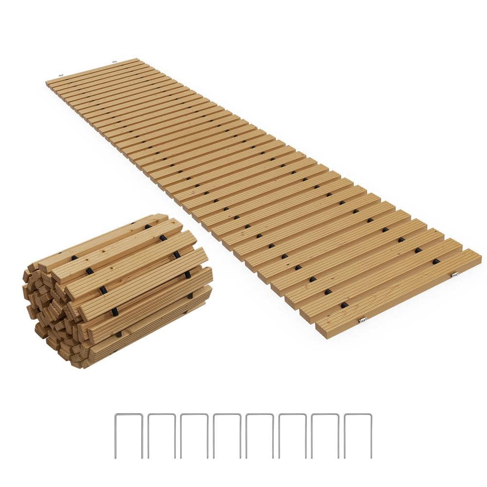 HOMEIBRO 240 in. L x 19 in. W x 1 in.H Dark Yellow Wooden Garden ...