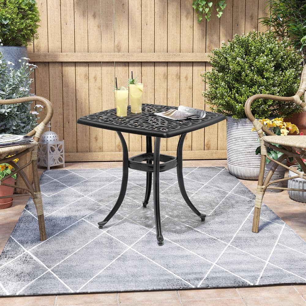 Pellebant All-weather Square Black Aluminum Patio End Table Outdoor ...