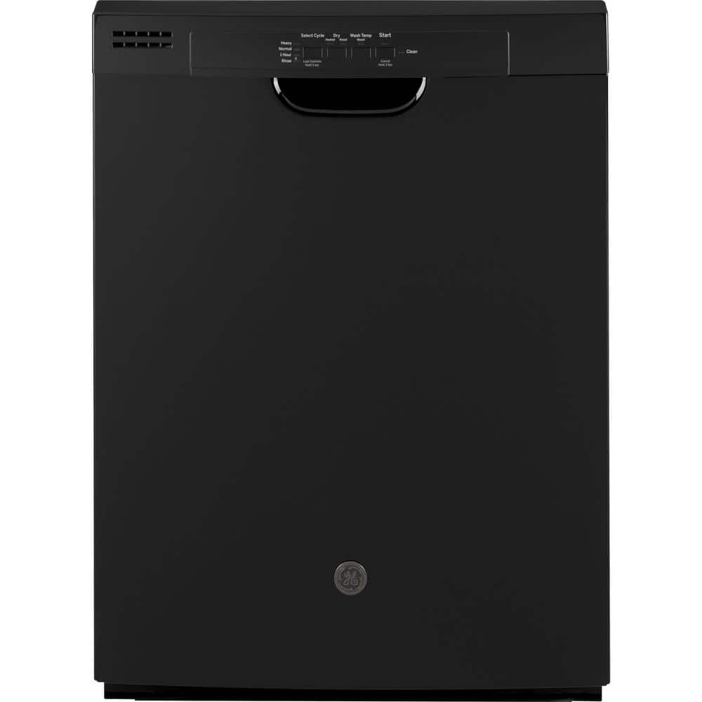 GE 24 in. Black Front Control Built-In Tall Tub Dishwasher 120-Volt ...