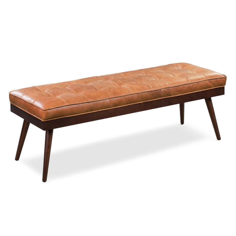Poly and Bark Luca Cognac Tan Leather 55 in. Bedroom Bench EM-500-TAN ...