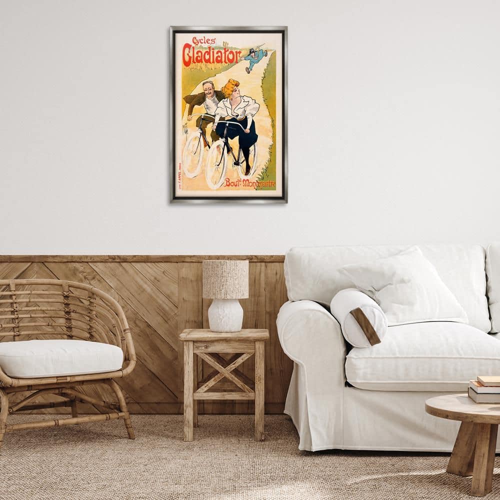 Stupell Industries Vintage Cyclists Poster by Marcus Jules Gray Floater ...