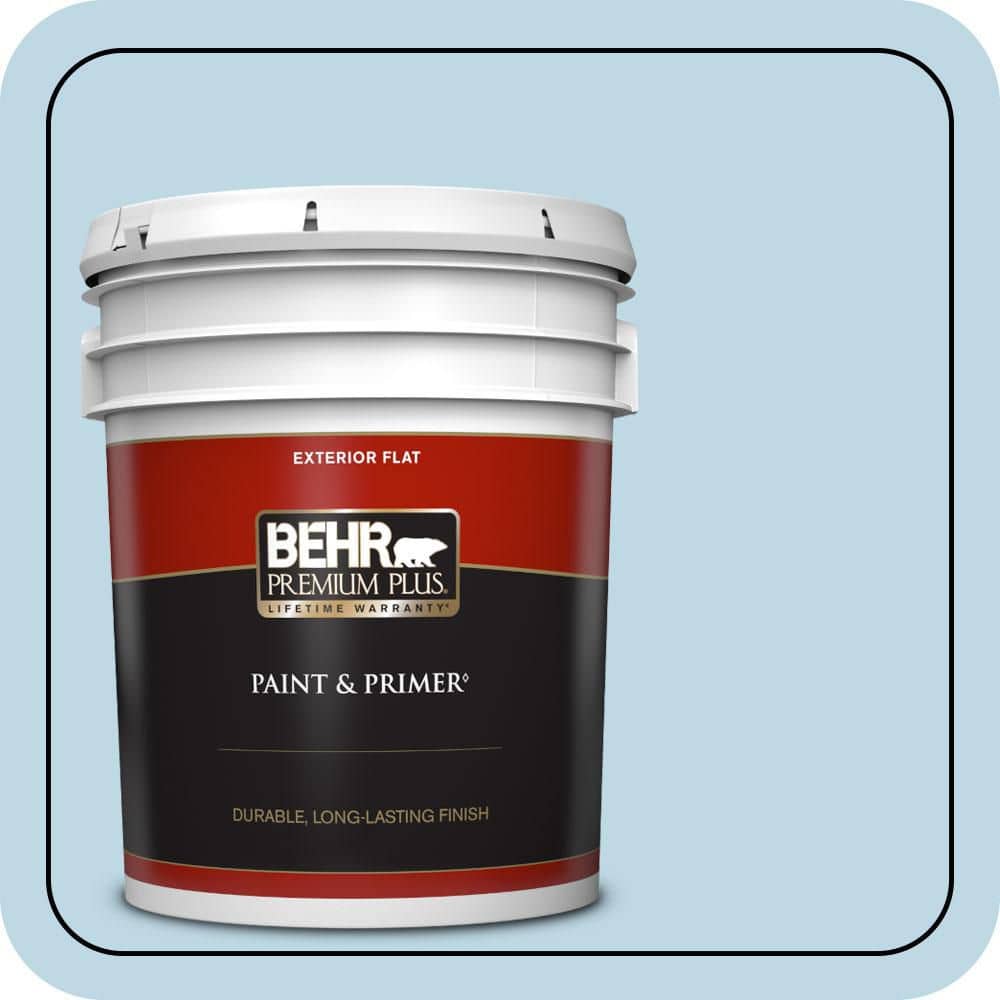 BEHR PREMIUM PLUS 5 gal. #M500-1 Tinted Ice Flat Exterior Paint ...