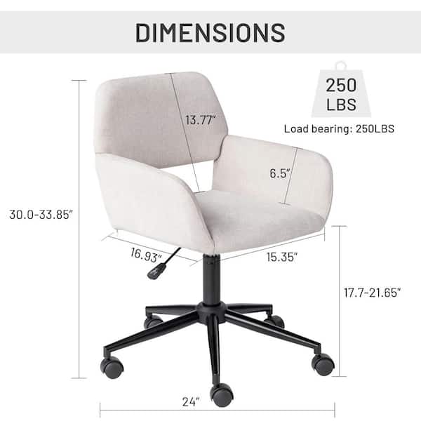 Homy Casa Ross Fabric Adjustable Height Seat with Upholstery and Mid Back Support Office Chair in Ivory for Ergonomic with Arm ROSS KD CHENILLE BEIGE