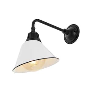 JONATHAN Y Wallace 12.25 in. White 1-Light Farmhouse Industrial Indoor ...