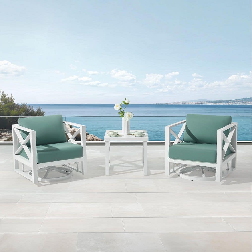Maison Backyards 3-piece Aluminum rotating Outdoor Rocking Chair patio ...
