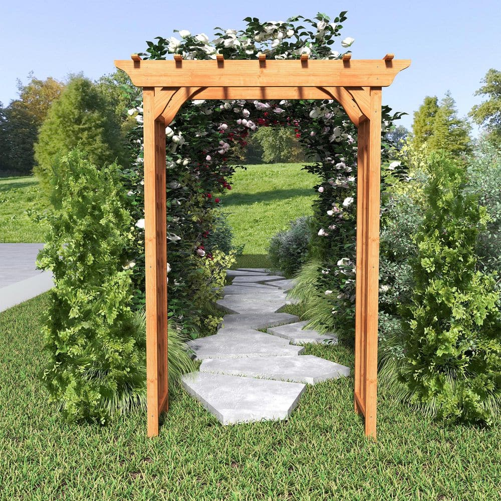 85 in. x 63 in. Wooden Garden Arch, Wood Trellis for Plant Climbing ...