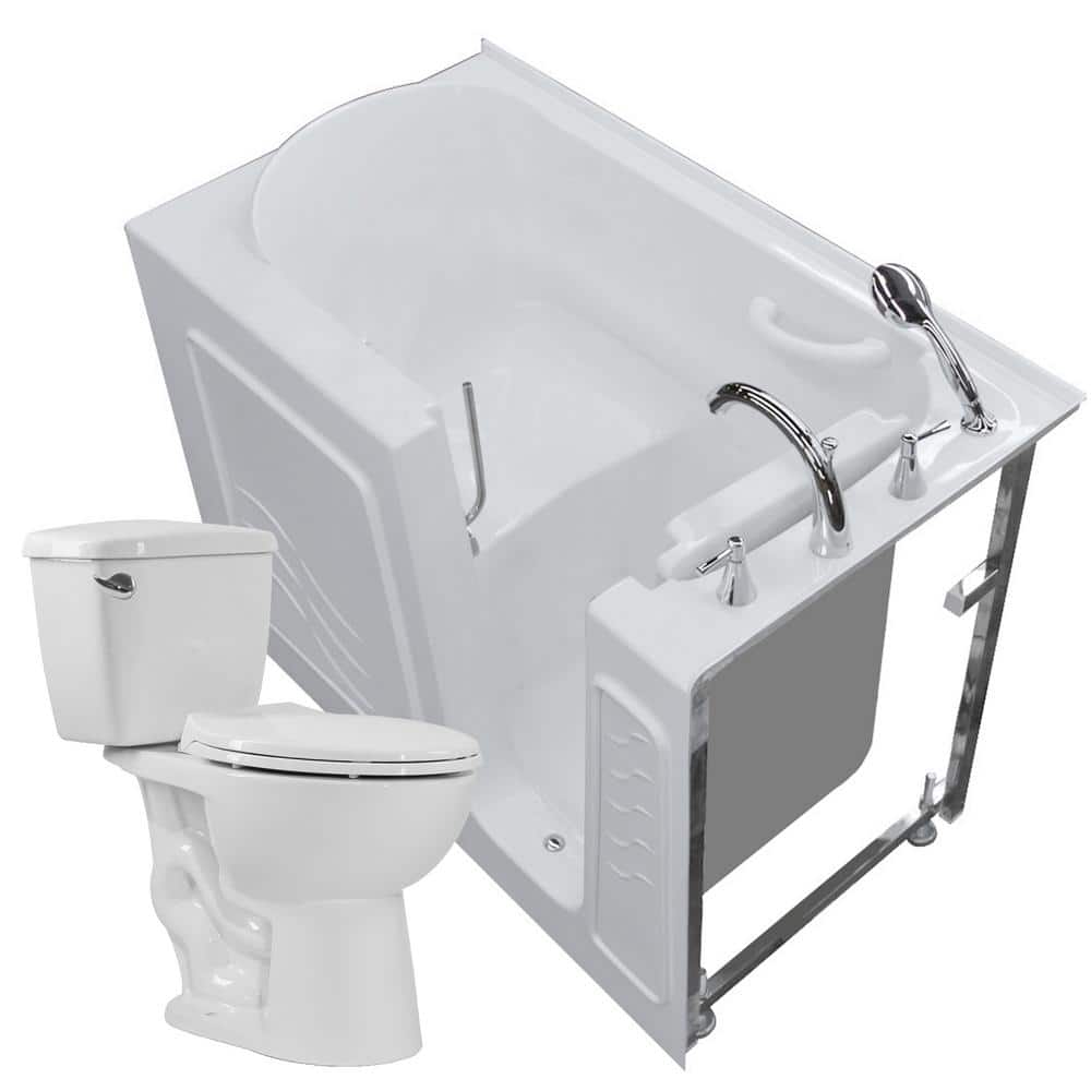 Universal Tubs 52.75 in. Walk-In Non-Whirlpool Bathtub in White with 1. ...