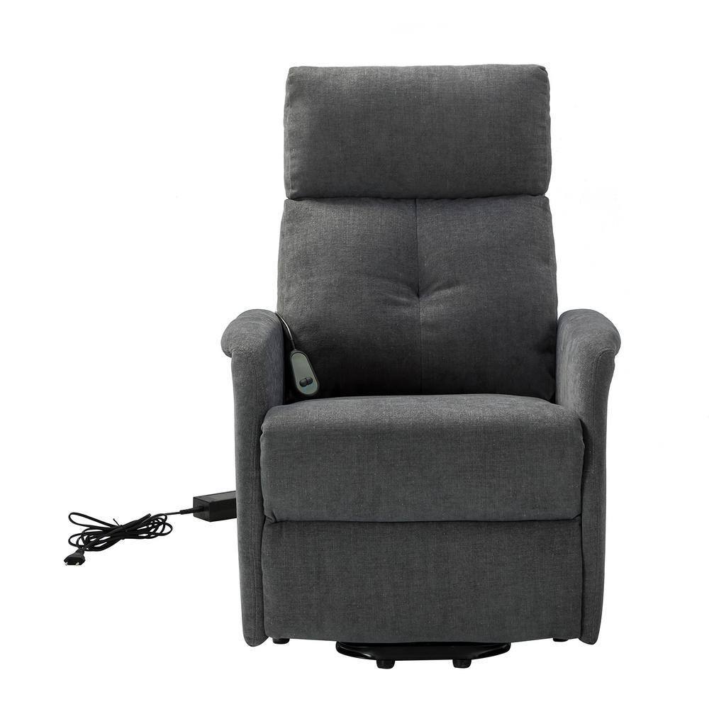 JAYDEN CREATION Carol Charcoal Power Lift Assist Recliner with Flared ...