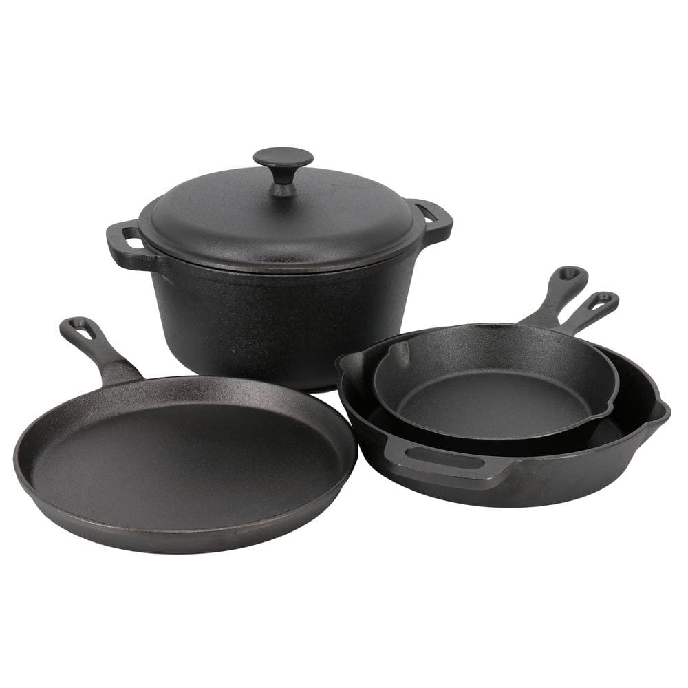 Gibson Home Addlestone 5 Piece Pre-Seasoned Cast Iron Cookware Set in ...