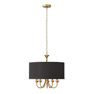Hampton Bay Oron 4-Light Black Reversible Chandelier with Clear Glass ...