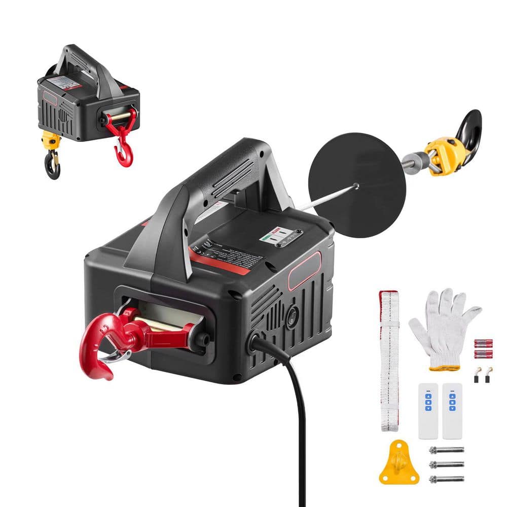 SKYSHALO 1500-Watt Portable Winch, 2-in-1 Electric Hoist Winch, 1100 ...