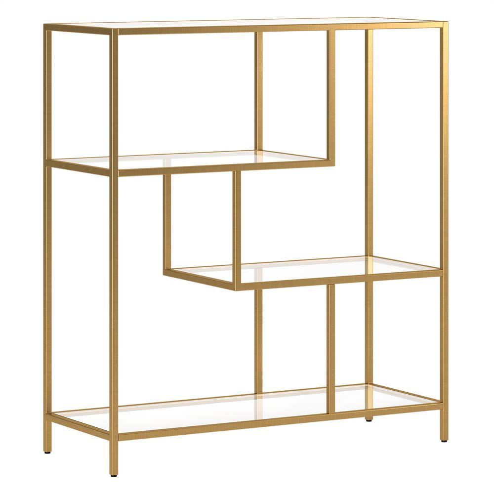Meyer&Cross Isla 40 in. Brass 3-Shelf Standard Bookcase BK1054 - The ...