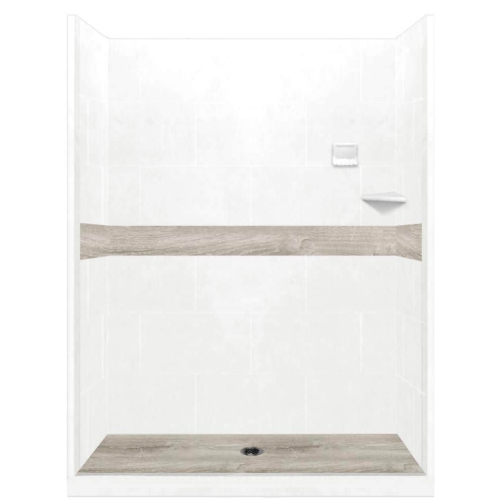 American Bath Factory Sterling Oak Pan and Walls 42 in. x 60 in. x 80 ...