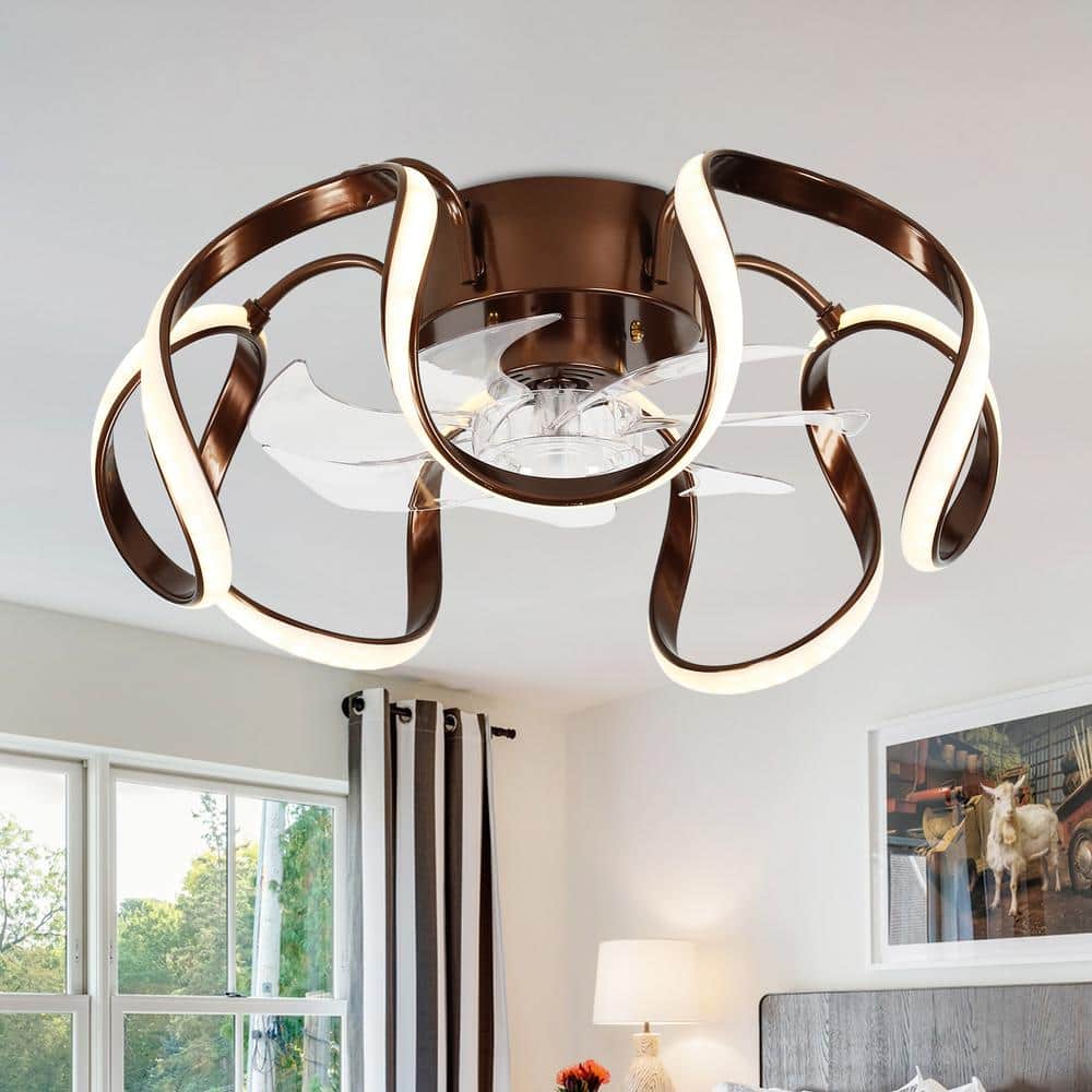Bella Depot 20 in. Indoor Brown Color Ceiling Fan with Integrated LED ...