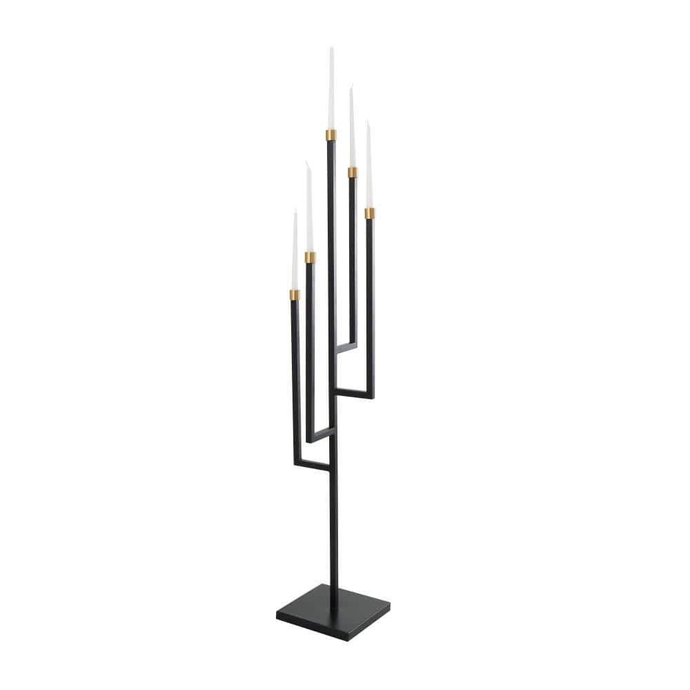 Litton Lane 59 in. Black Metal Candelabra with 5 Candle Capacity 045611 ...
