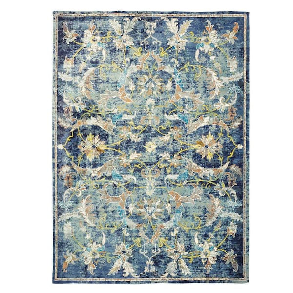 Reviews for Gracie Jacobean Navy/Multi 6 ft. x 9 ft. Distressed Floral ...