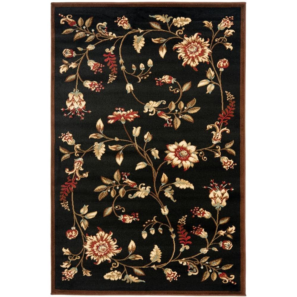 SAFAVIEH Lyndhurst Black/Multi 4 ft. x 6 ft. Border Floral Area Rug ...