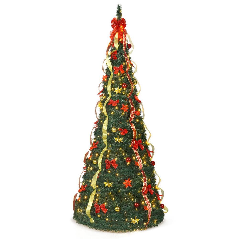 CAPHAUS 7.5 ft. Pre-Lit LED Pop Up Artificial Christmas Tree with 450 ...