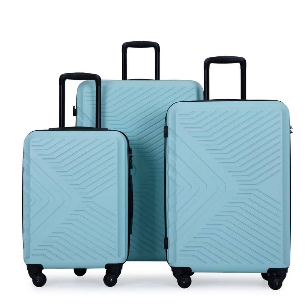 Tatahance 3-Piece Green ABS Lightweight Suitcase Hardside Spinner ...