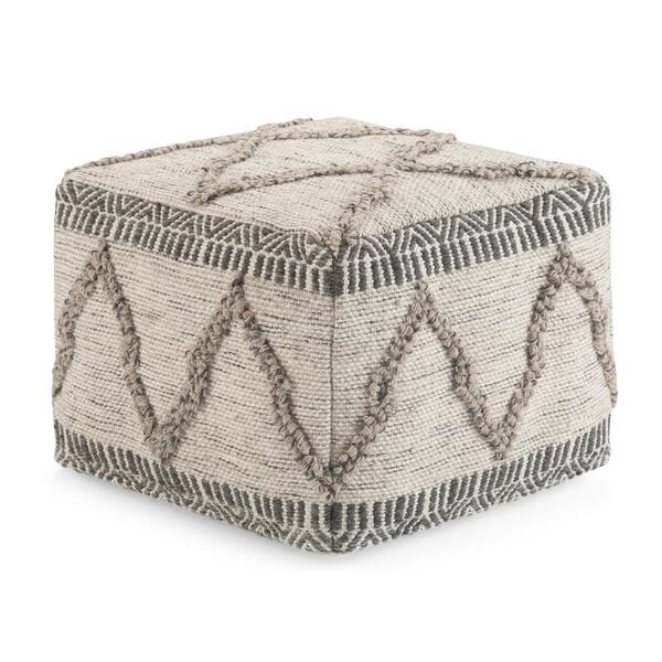 Simpli Home Sweeney Boho Square Pouf in Grey, Natural Handloom Woven Pattern AXCPF-64 - The Home ...