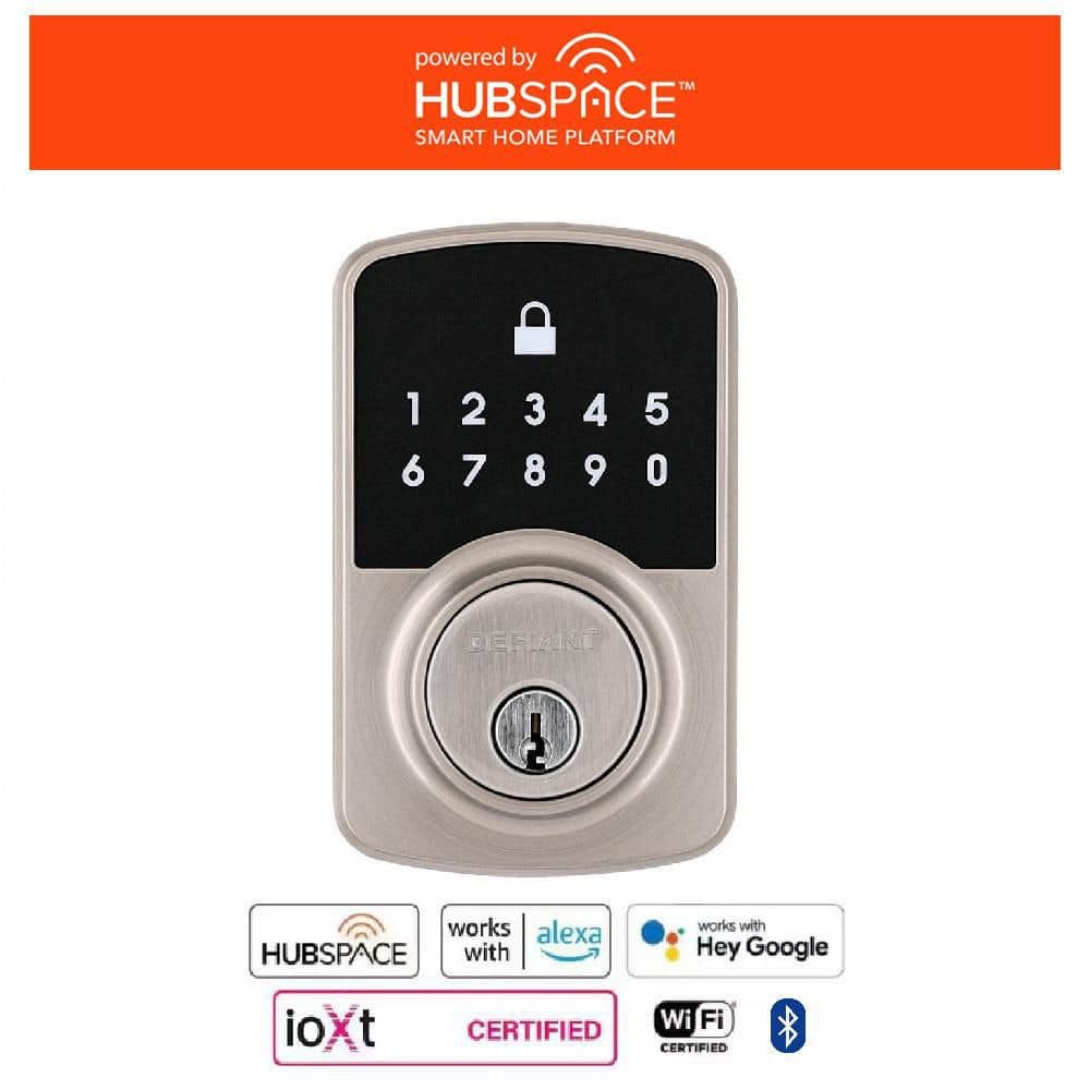 Defiant Square Compact Satin Nickel Electronic Single Cylinder Deadbolt ...