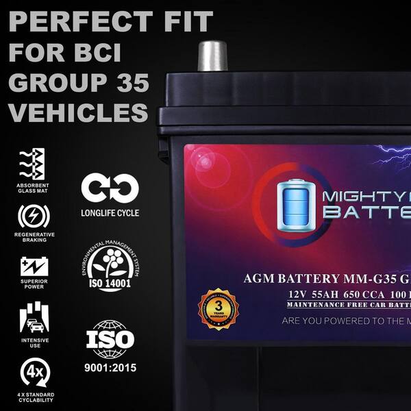 MIGHTY MAX BATTERY MM-G35 Start and Stop Car BCI Group Size 35 12-Volt ...