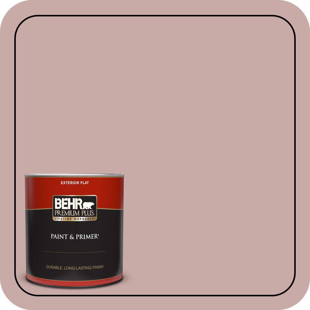 BEHR PREMIUM PLUS 1 qt. #130E-3 Rosy Tan Flat Exterior Paint & Primer ...