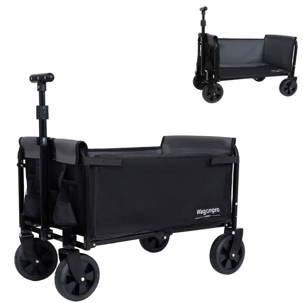 2 cu. ft. Fabric Folding Garden Cart, Wagon Cart in Black with Dog ...