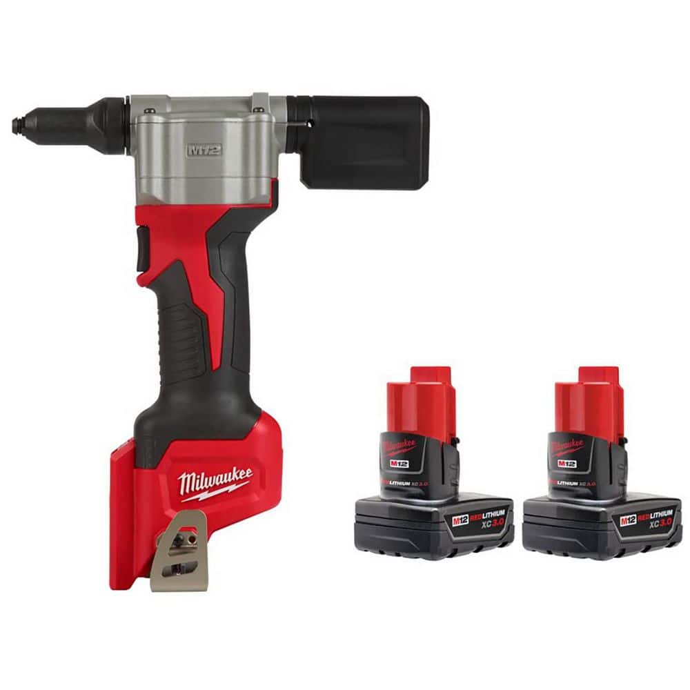 Milwaukee M12 12-Volt Lithium-Ion Cordless Rivet Tool with M12 12-Volt ...