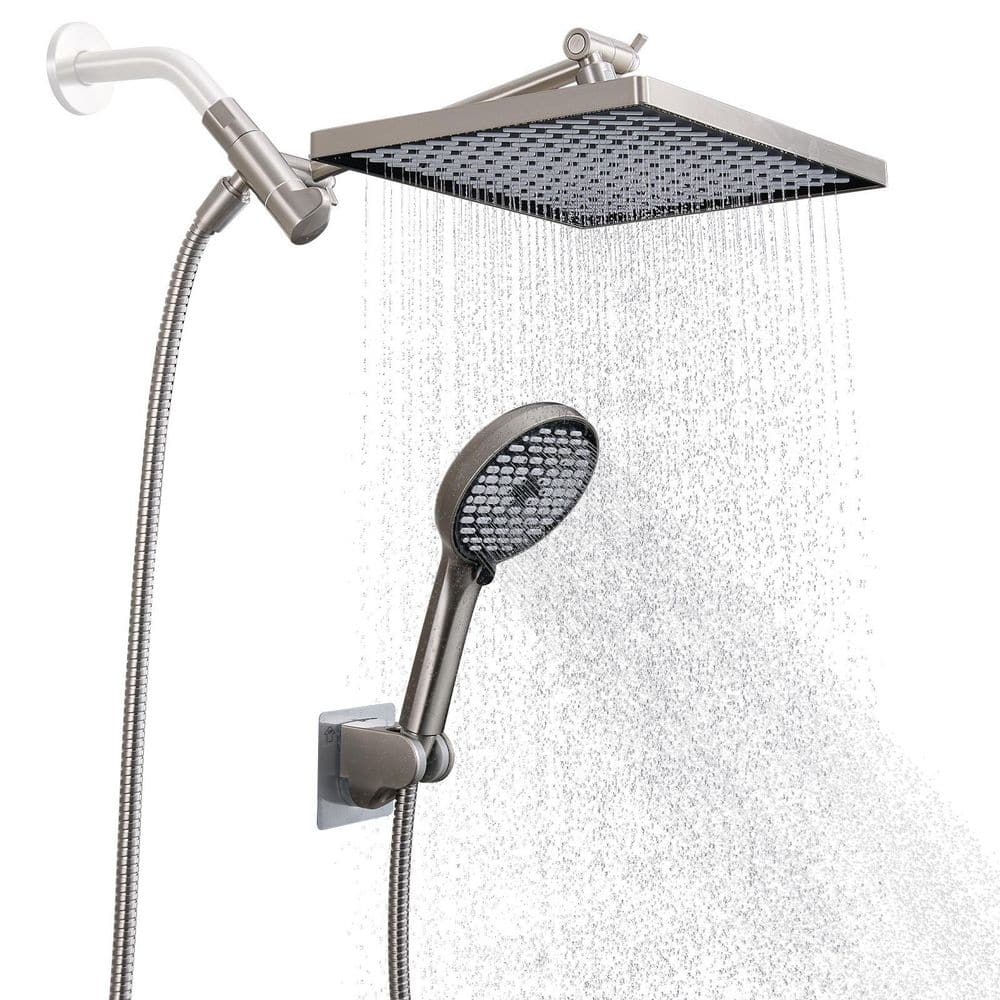 Heemli Rainfull 2-in-1 8-spray with 1.8 GPM 12 in. Wall Mount Dual ...