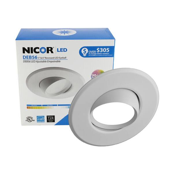 White NICOR Lighting 5/6-Inch Dimmable 2700K Adjustable Eyeball LED ... White NICOR Lighting 5/6-Inch Dimmable 2700K Adjustable Eyeball LED ...