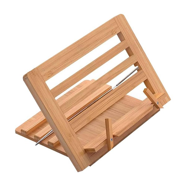 Adjustable Bamboo Desktop Book Stand Foldable Riser for Reading ...
