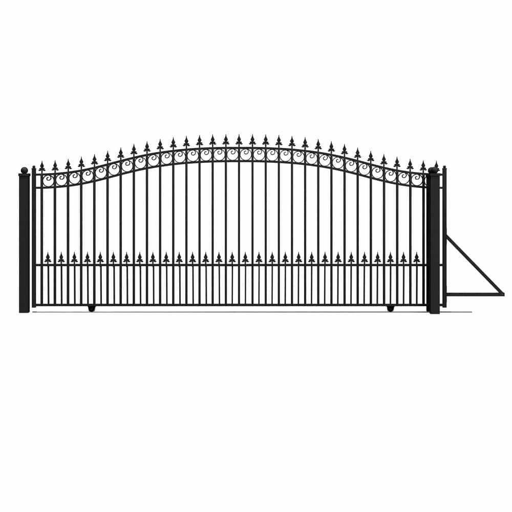 ALEKO Prague Style 16 ft. x 6 ft. Black Steel Single Slide Driveway ...