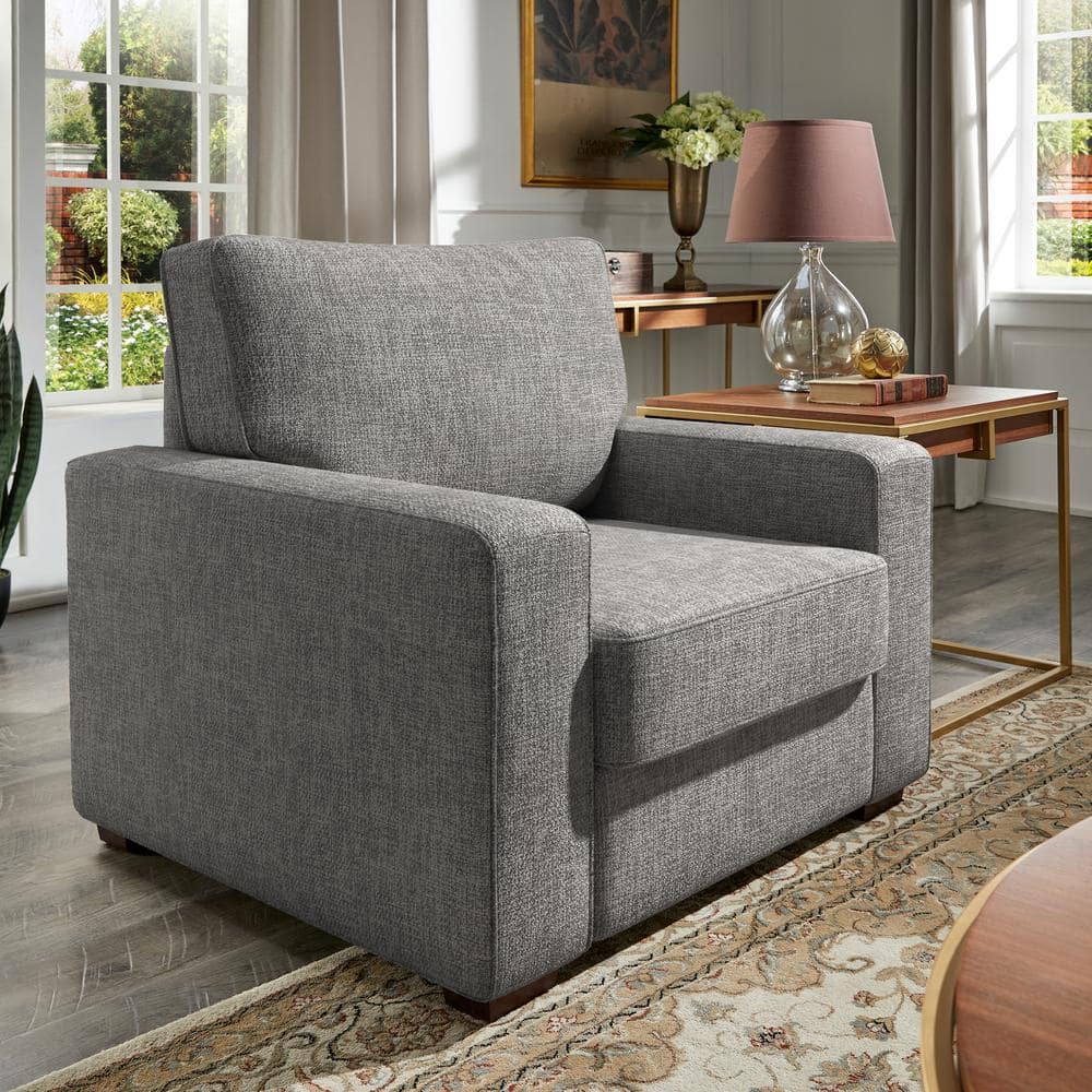 HomeSullivan Gray Woven Fabric Upholstered Square Arm Sofa 40357C-FC6GA ...