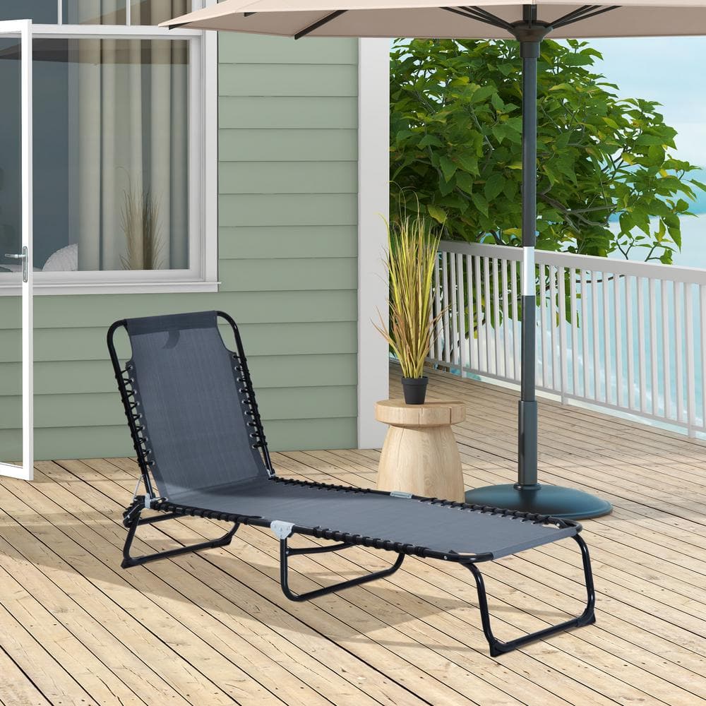COOLSHARK Folding Chaise Lounge Pool Chair, Metal Patio Sun Tanning ...