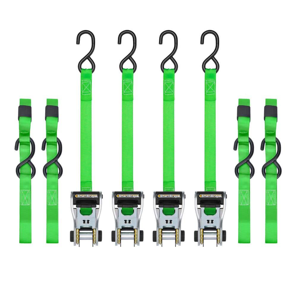 SmartStraps 12 ft. Green Ratchet Tie Down Straps with 500 lb. Safe Work ...