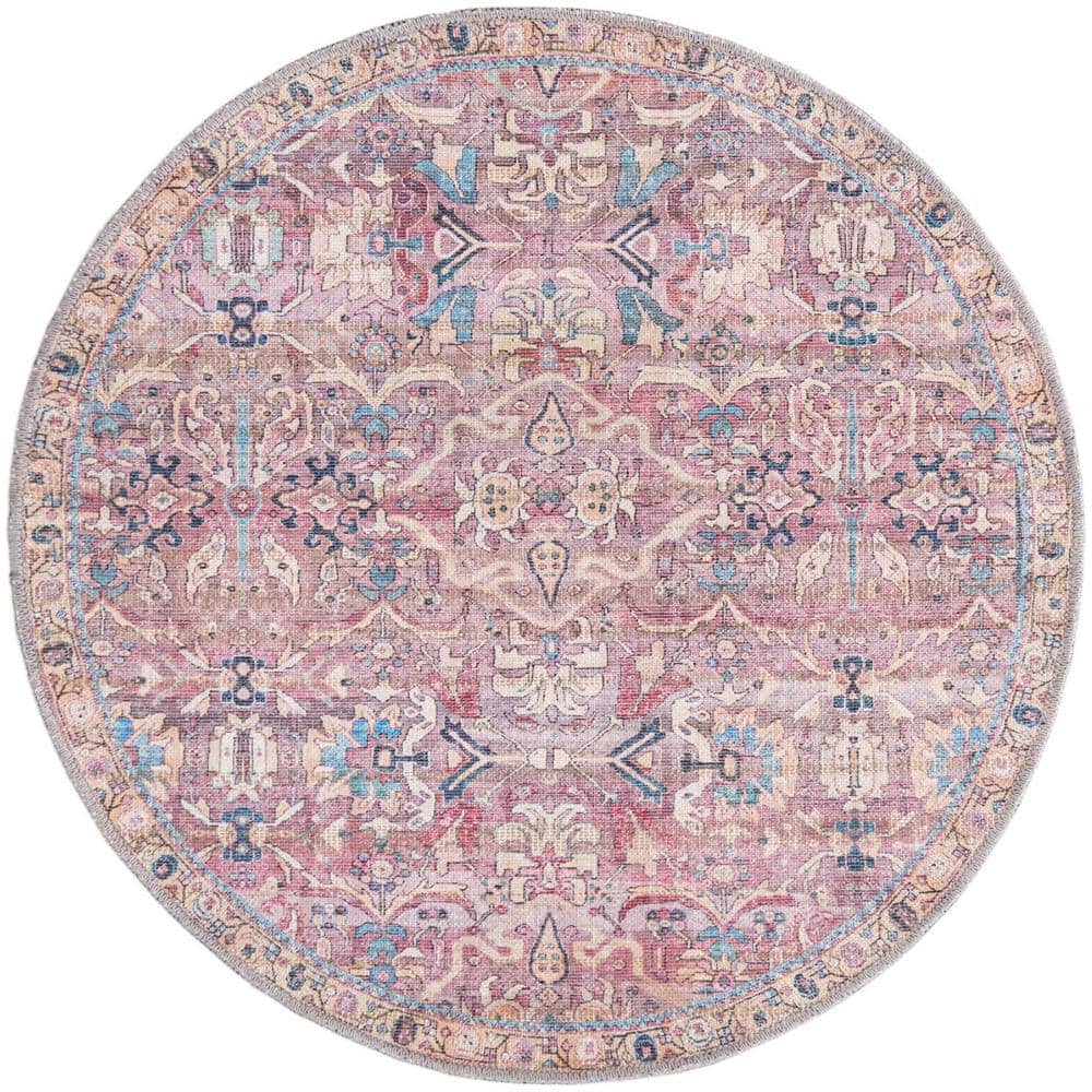 Unique Loom Nostalgia Katie Pink 3 ft. 3 in. x 3 ft. 3 in. Machine ...