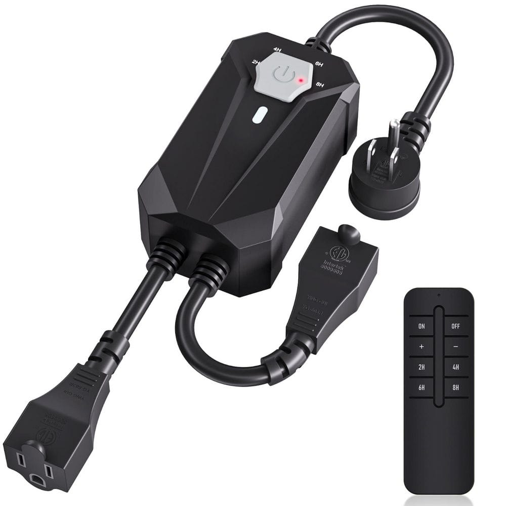 Vrbgify Waterproof Outdoor Black Dimmer Switch Timer Plug for String ...