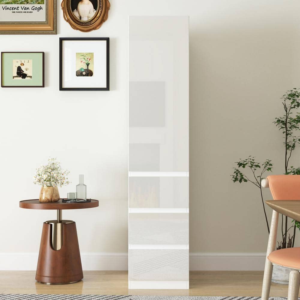 IDEAGLE Cream White Kitchen Pantry Storage Cabinet with Roll-Out Drawer ...