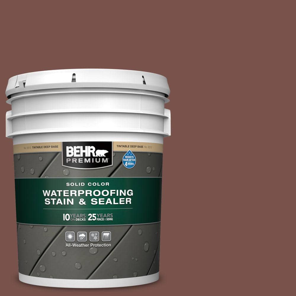 BEHR PREMIUM 5 gal. #SC-135 Sable Solid Color Waterproofing Exterior ...