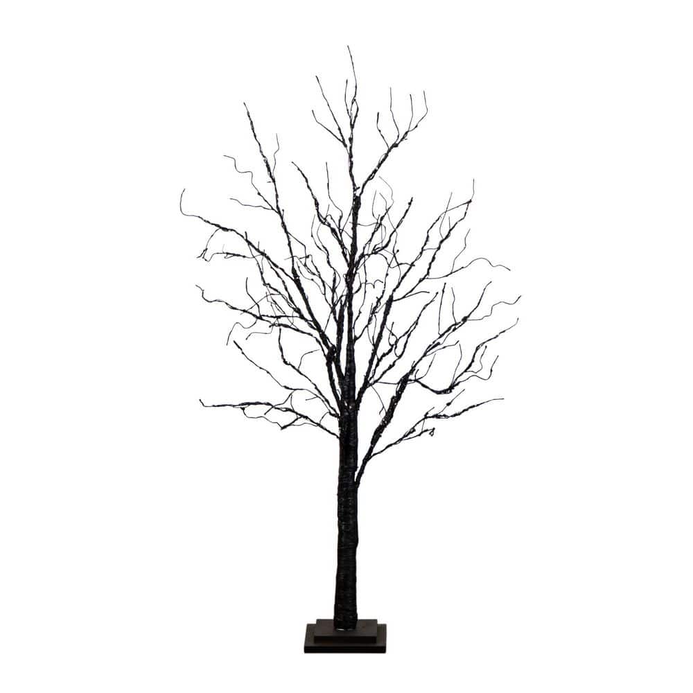 Nearly Natural 4ft. Pre-Lit Halloween Black Twig Artificial Tree with ...