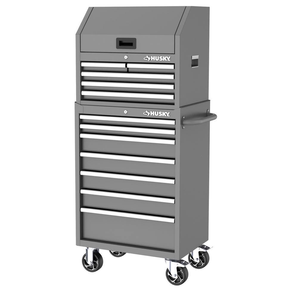 Husky Standard-Duty 27 in. 7-Drawer Gray Rolling Tool Cabinet H27TR5GRY ...