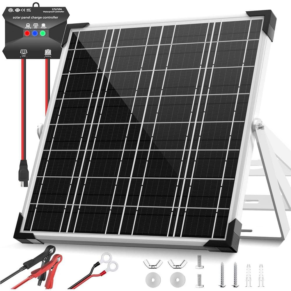 Vrbgify 20W 12V Monocrystalline Solar Panel Kit with Charge Controller ...