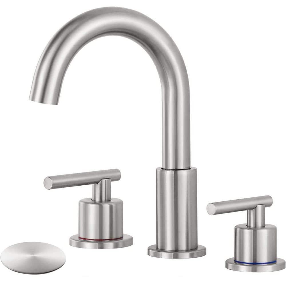 AKLFGN 8 in. Widespread 2-Handle High Arc Bathroom Faucet with Drain ...