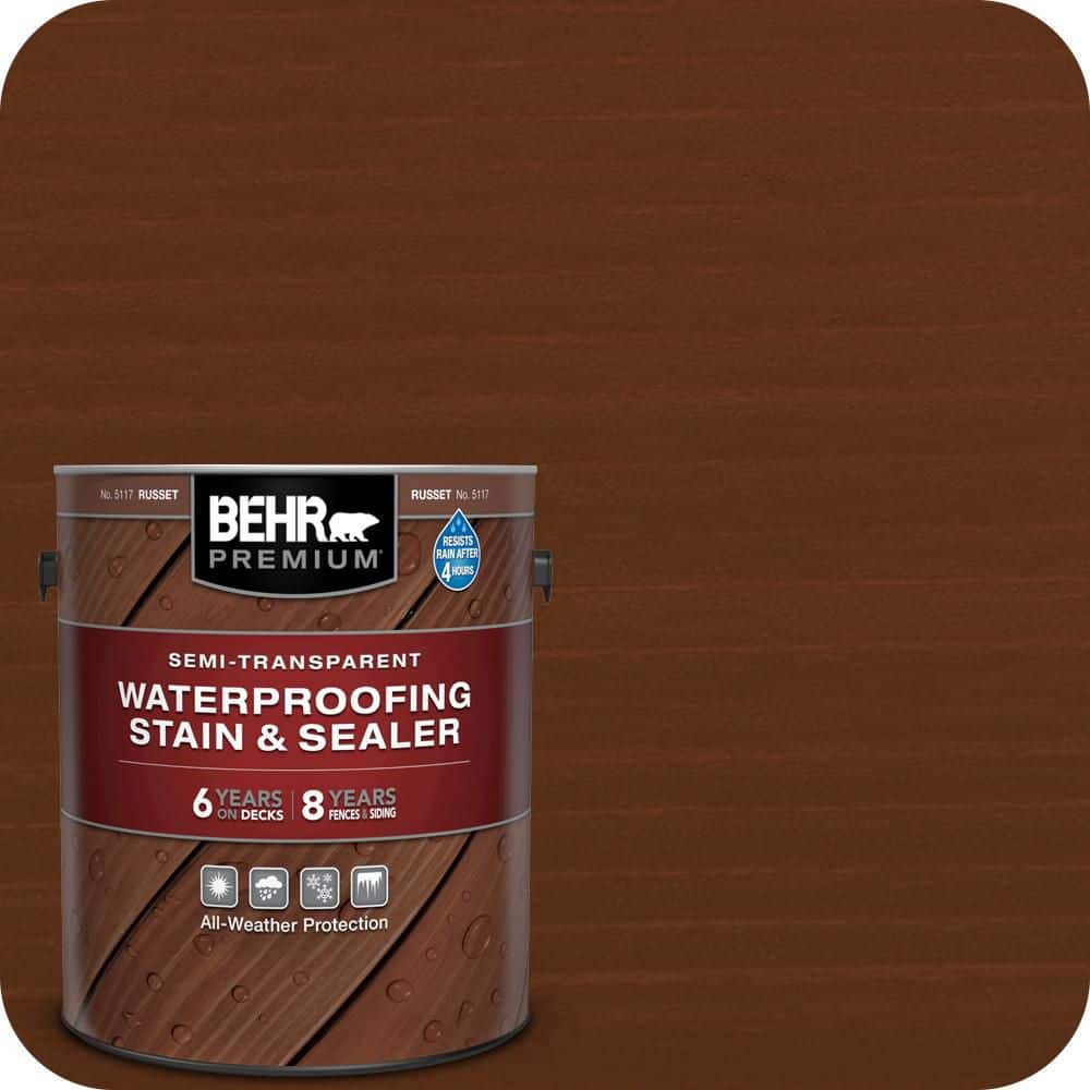 BEHR PREMIUM 1 gal. #ST-117 Russet Semi-Transparent Waterproofing ...